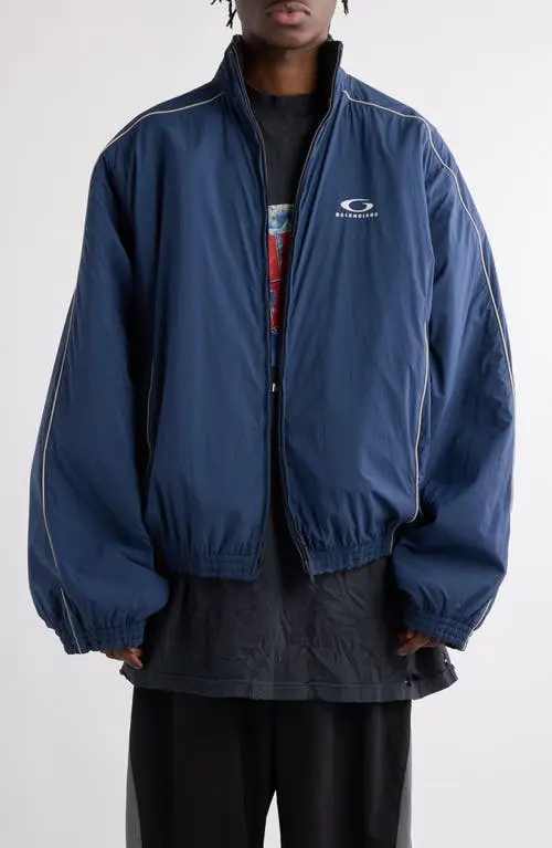 Balenciaga Deconstructed Track Jacket In 8065 Navy - 60% Off